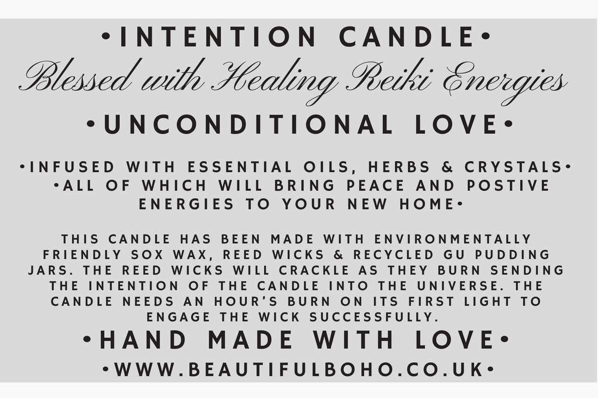 Unconditional love Intention Candle – Beautiful Boho - Crystal Healing ...